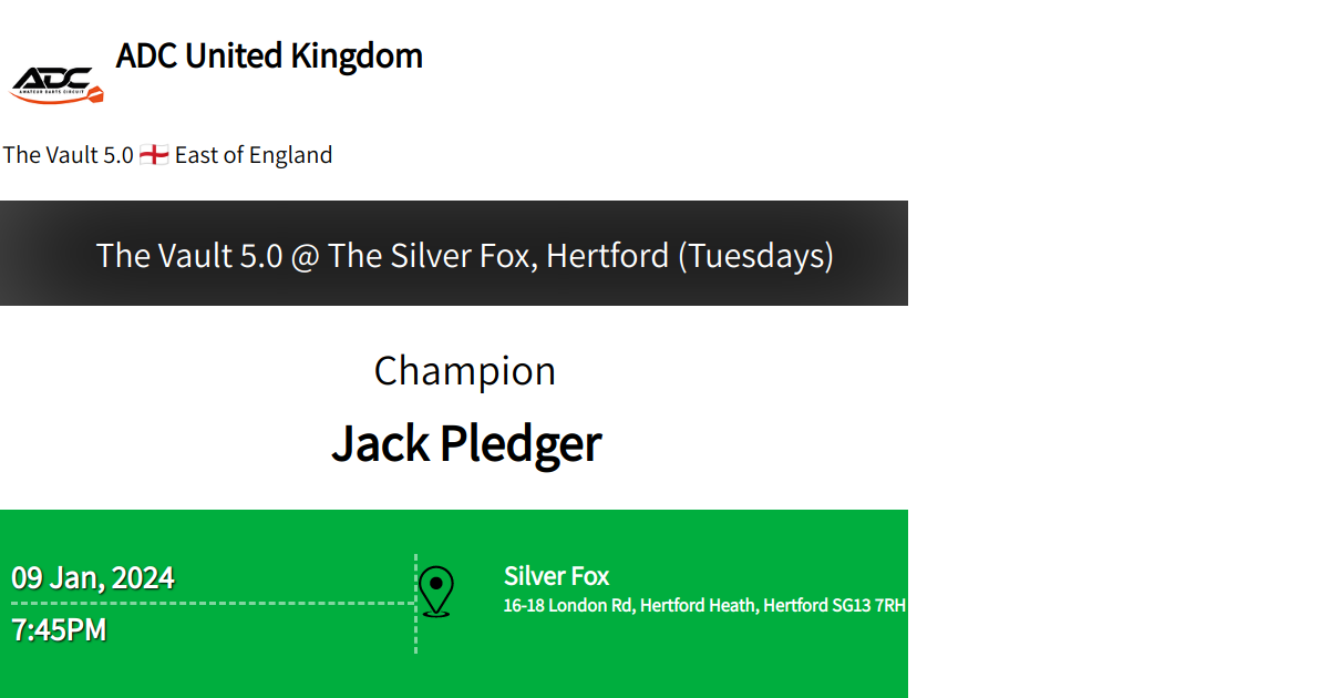 The Vault 5.0 @ The Silver Fox, Hertford (Tuesdays)