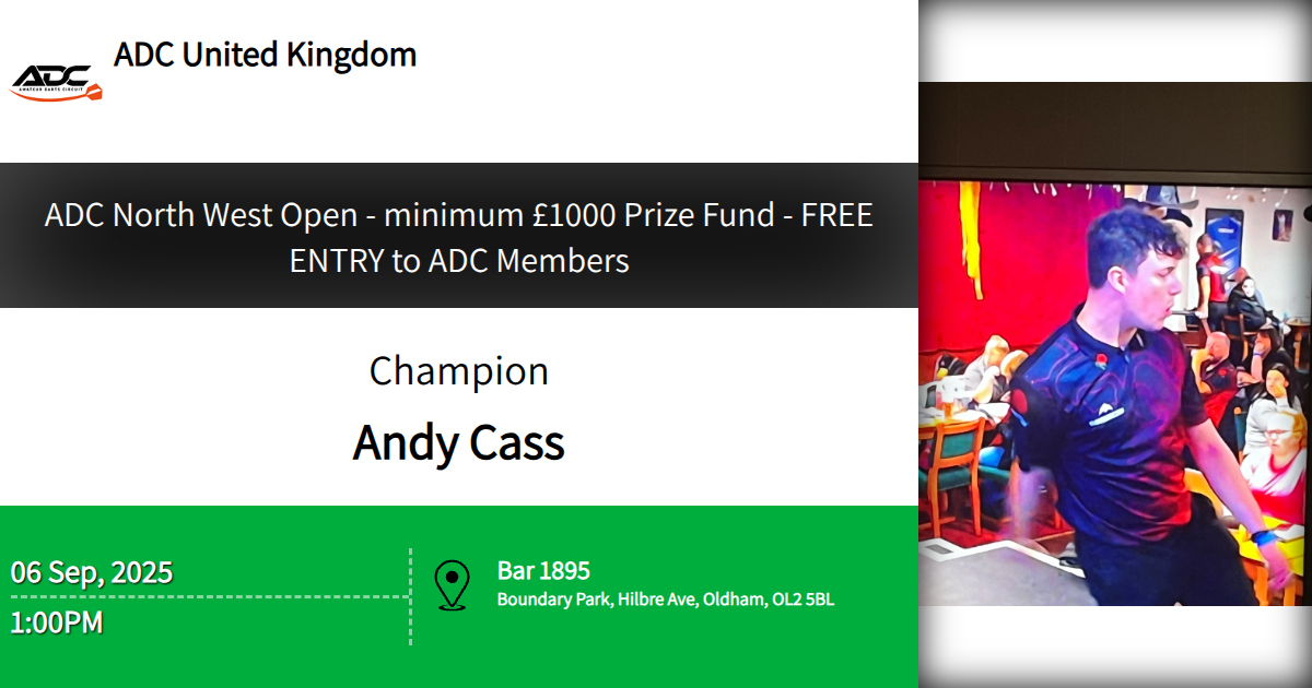 ADC North West Open - minimum £1000 Prize Fund - FREE ENTRY to ADC Members