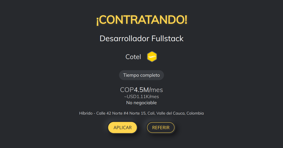 Desarrollador Fullstack en Cotel | Torre