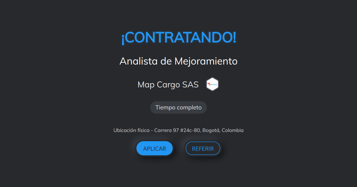 Analista de Mejoramiento en Map Cargo SAS | Torre