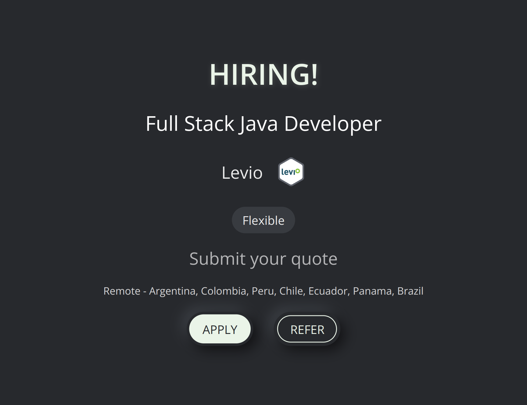 Full Stack Java Developer at Levio | Torre