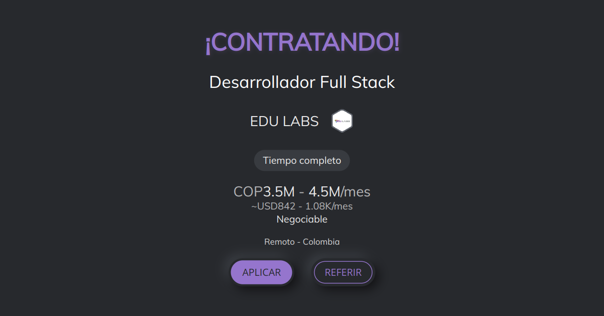 Desarrollador Full Stack en EDU LABS | Torre