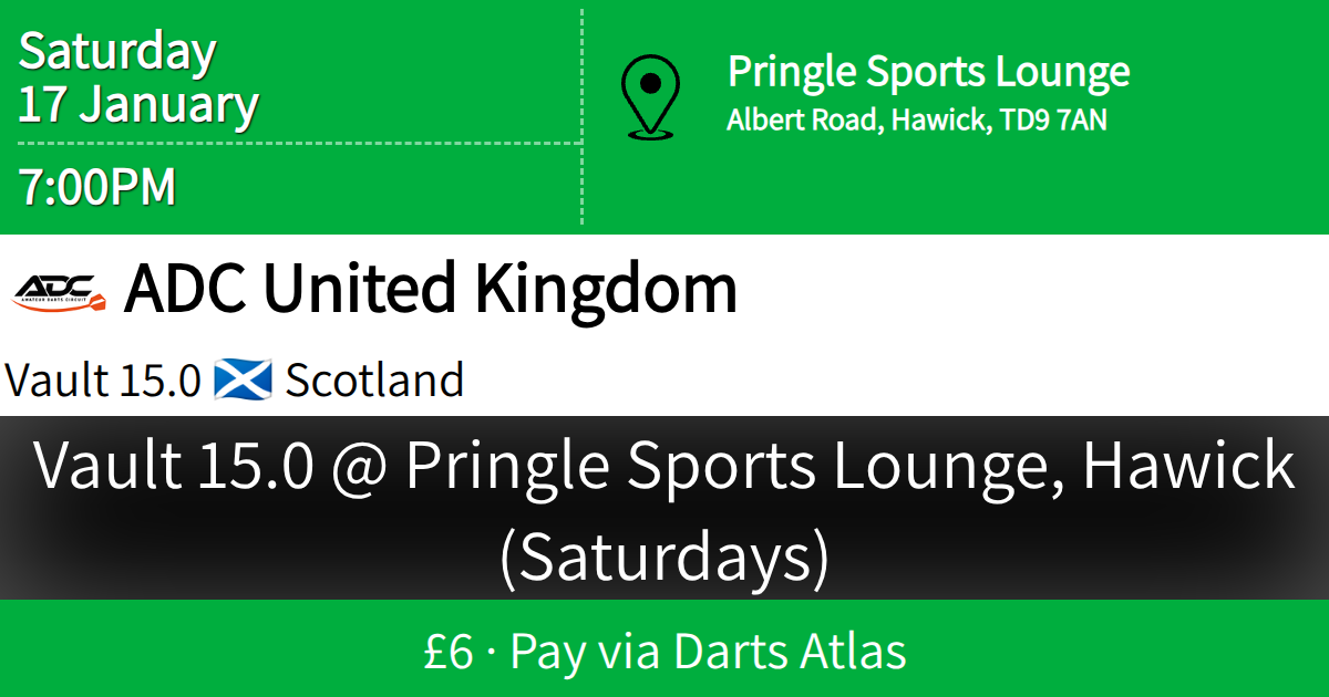Vault 15.0 @ Pringle Sports Lounge, Hawick (Saturdays)