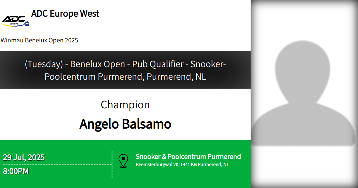 (Tuesday) - Benelux Open - Pub Qualifier - Snooker-Poolcentrum ...