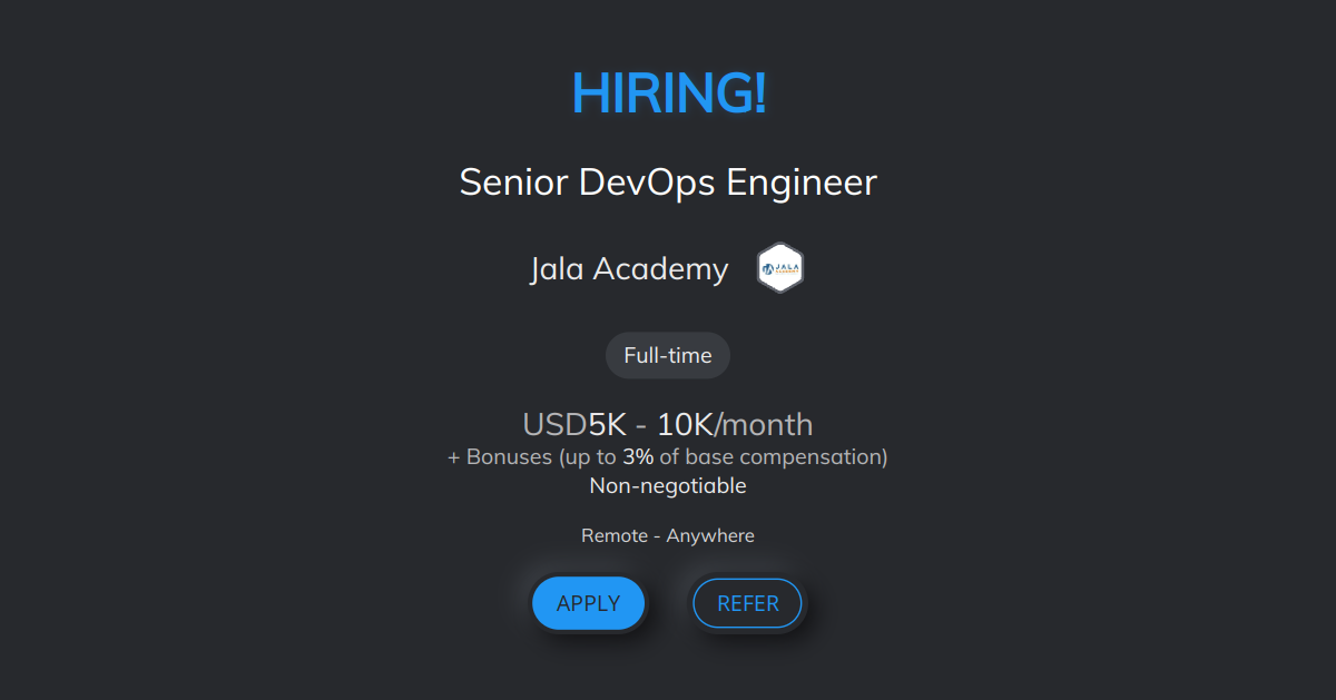 Senior DevOps Engineer at Jala Academy | Torre