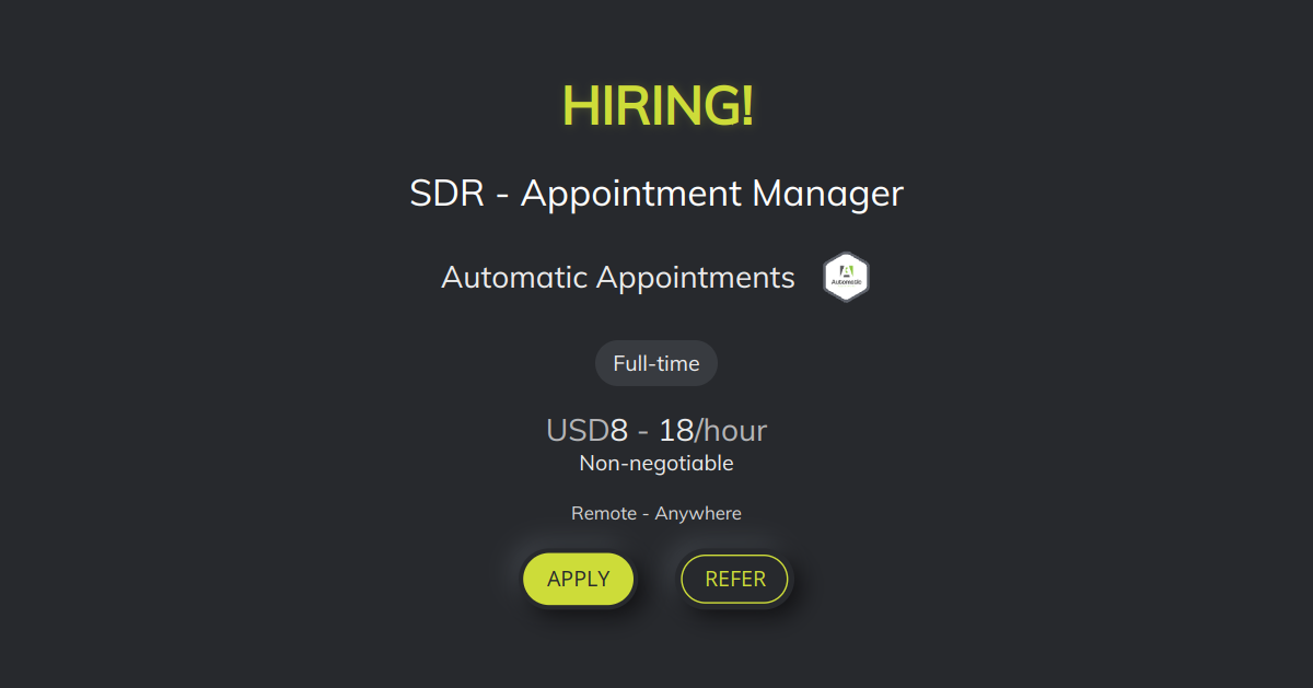 SDR - Appointment Manager at Automatic Appointments | Torre