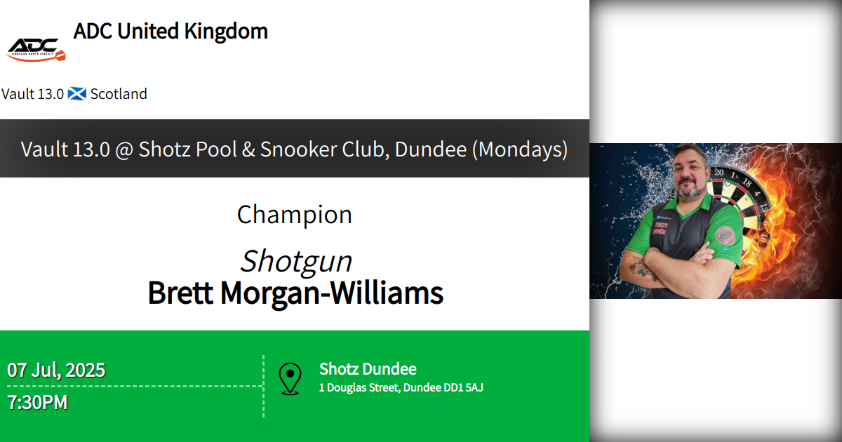 Vault 13.0 @ Shotz Pool & Snooker Club, Dundee (Mondays)