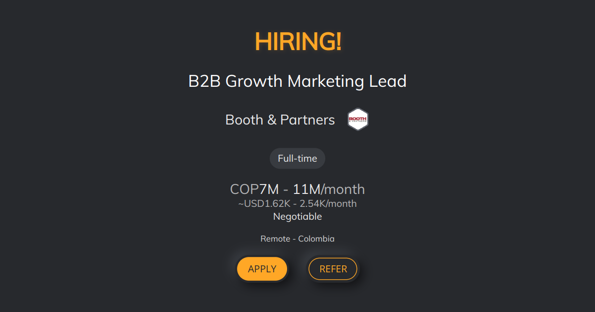 B2B Growth Marketing Lead at Booth & Partners | Torre