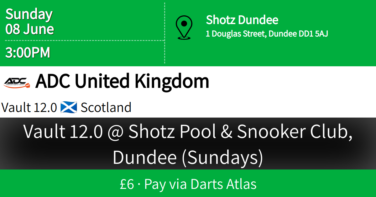 Vault 12.0 @ Shotz Pool & Snooker Club, Dundee (Sundays)
