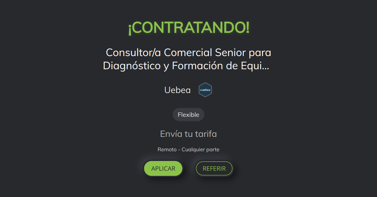 Consultor/a Comercial Senior para Diagnóstico y Formación de Equipo - México en Uebea | Torre