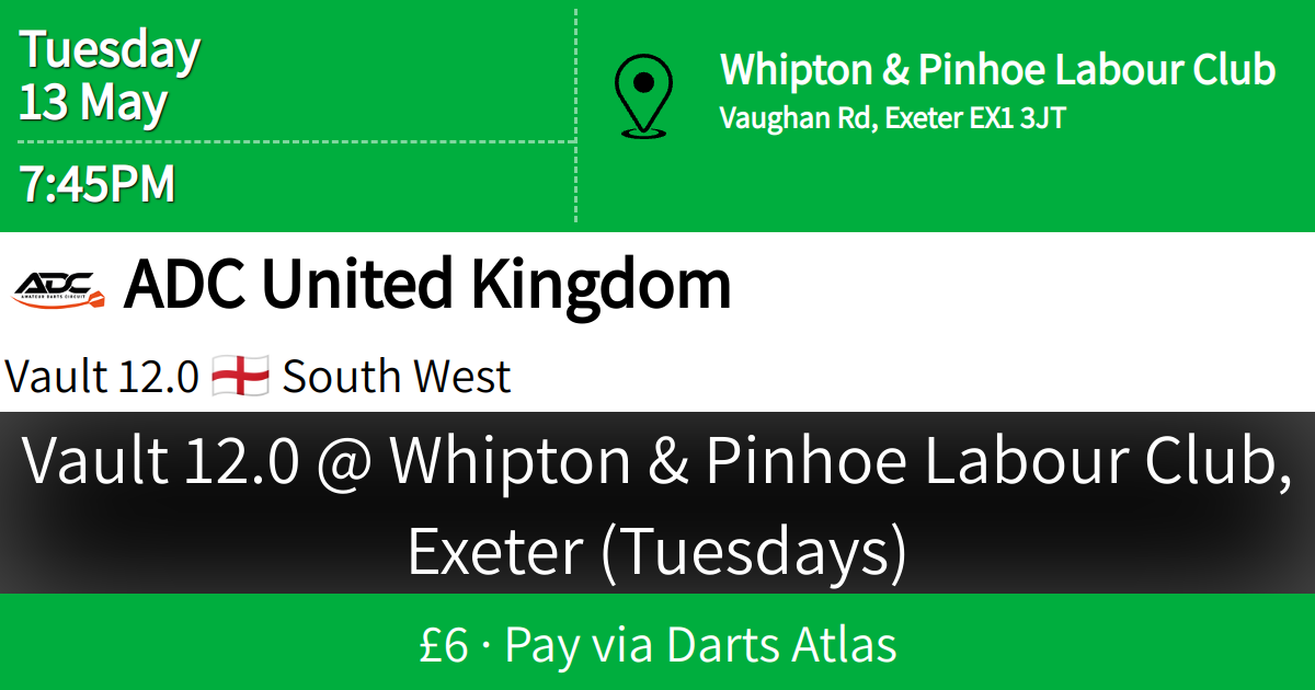 Vault 12.0 @ Whipton & Pinhoe Labour Club, Exeter (Tuesdays)