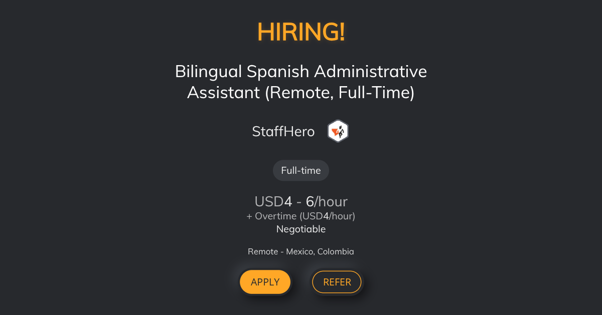 Bilingual Spanish Administrative Assistant (Remote, Full-Time) at ...