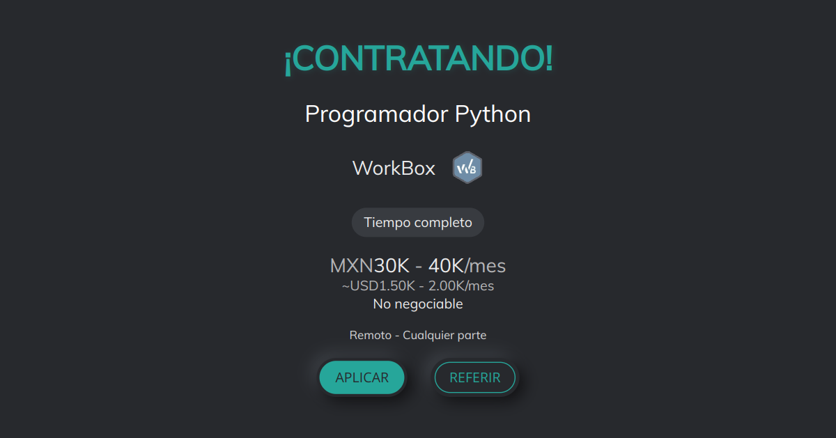 Programador Python en WorkBox | Torre