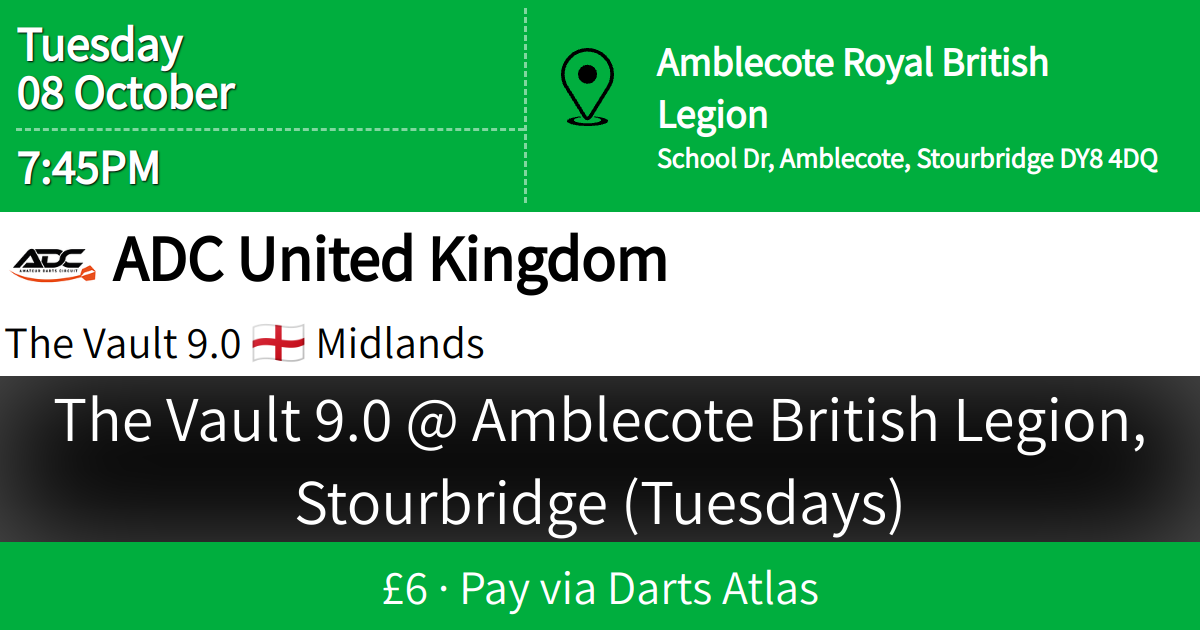 The Vault 9.0 @ Amblecote British Legion, Stourbridge (Tuesdays)