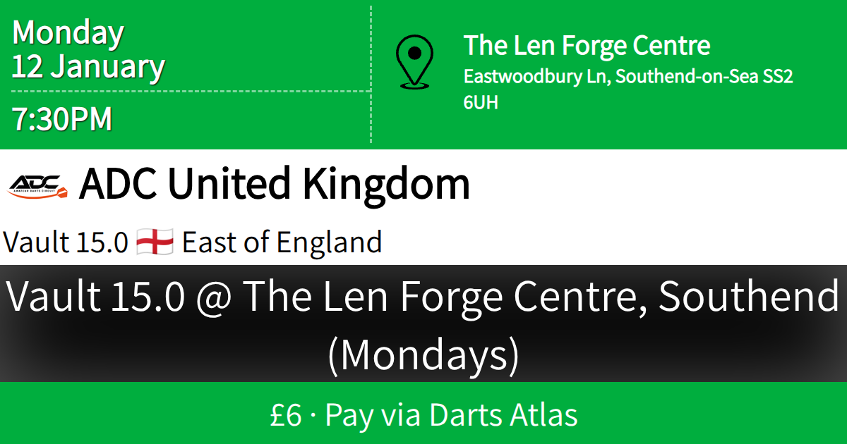 Vault 15.0 @ The Len Forge Centre, Southend (Mondays)