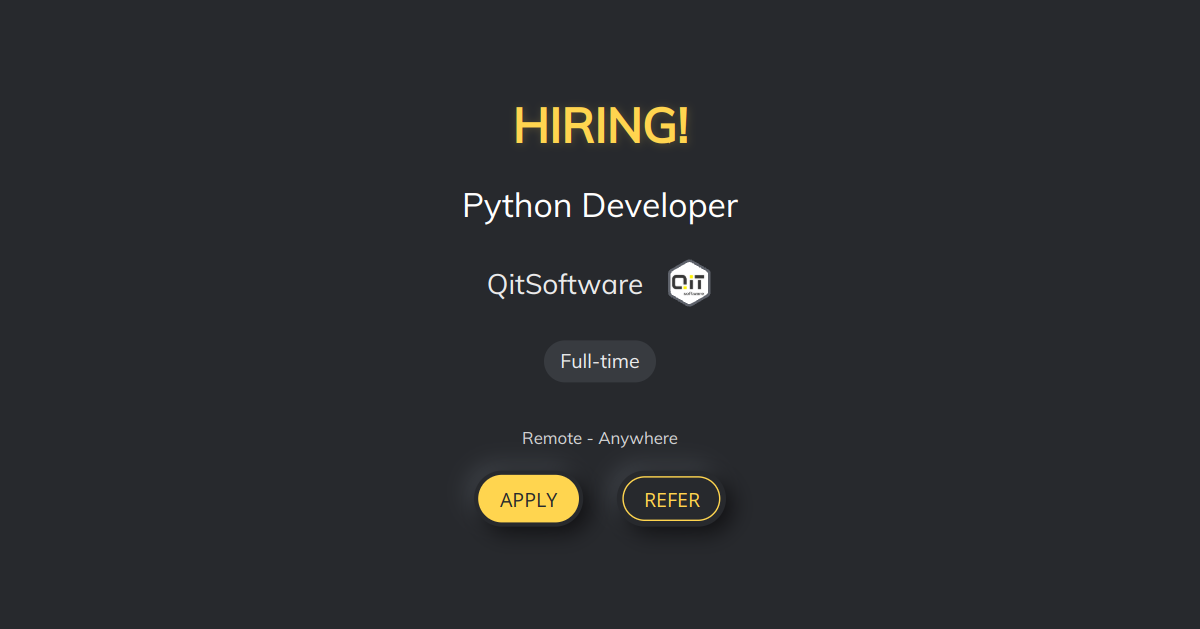 Python Developer at QitSoftware | Torre