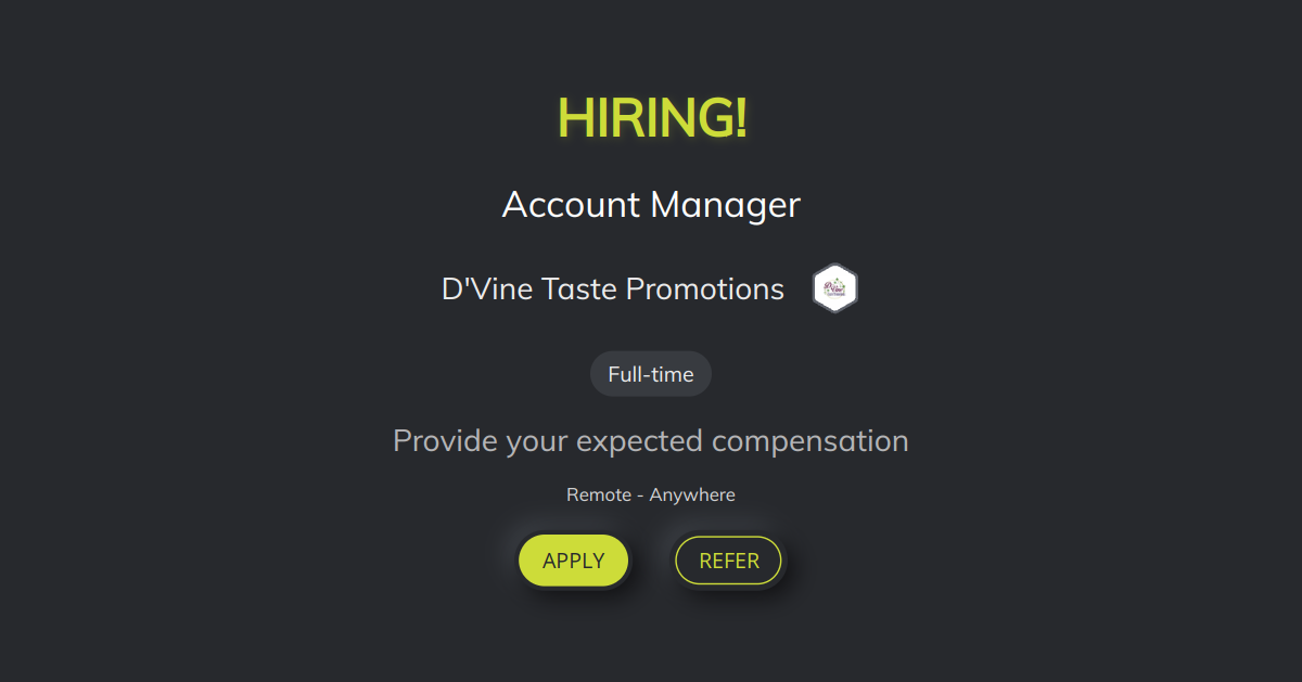 Account Manager at D'Vine Taste Promotions | Torre
