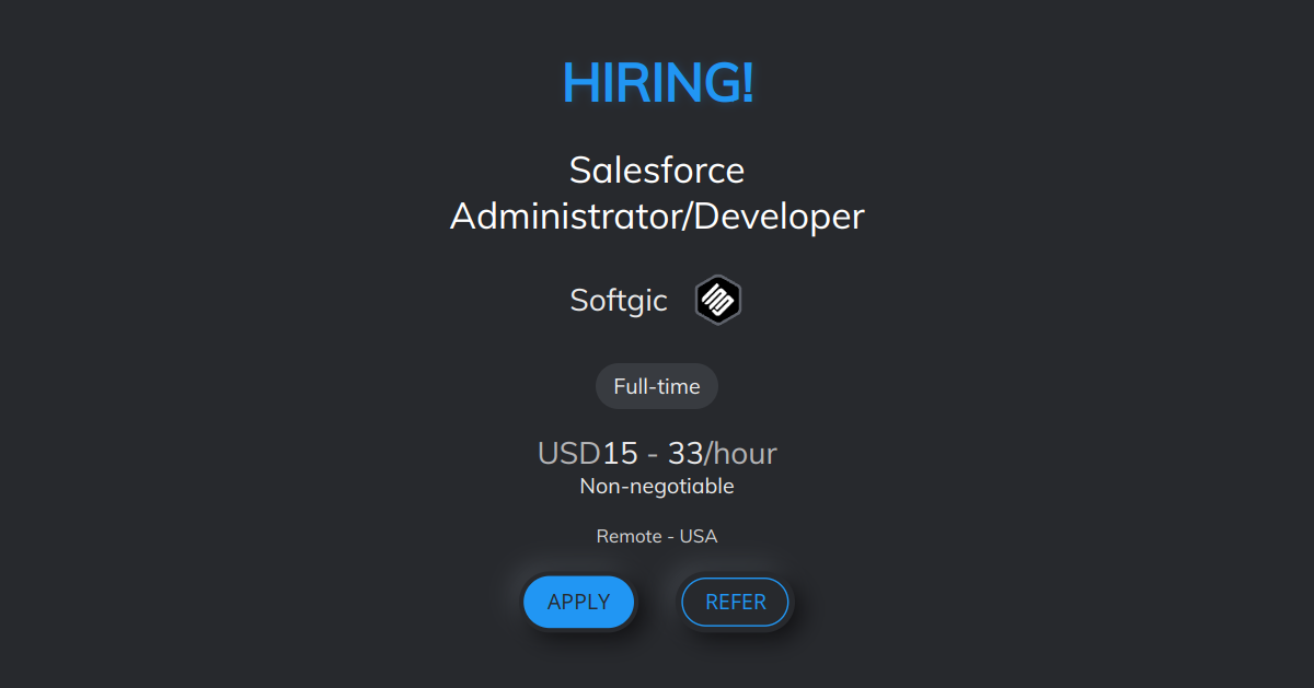 Salesforce Administrator/Developer at Softgic | Torre