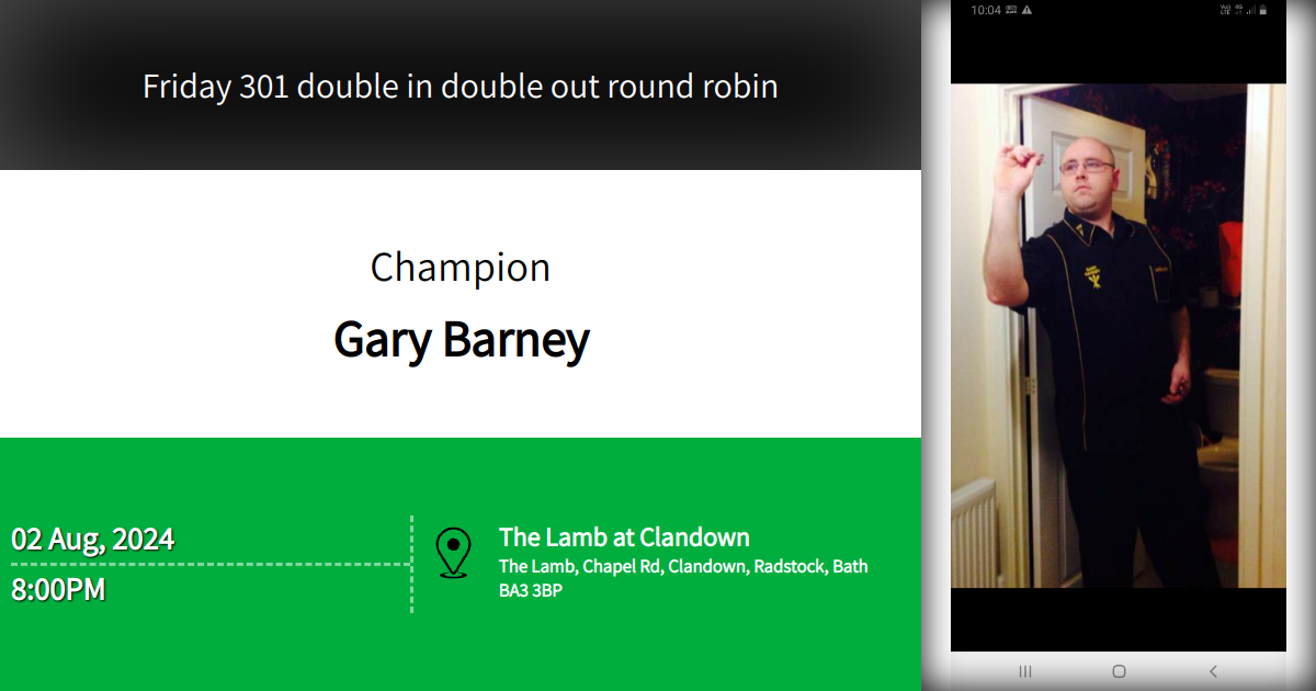 Friday 301 double in double out round robin