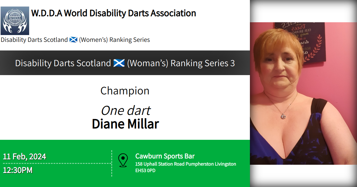 Disability Darts Scotland 🏴󠁧󠁢󠁳󠁣󠁴󠁿 (Woman’s) Ranking Series 3