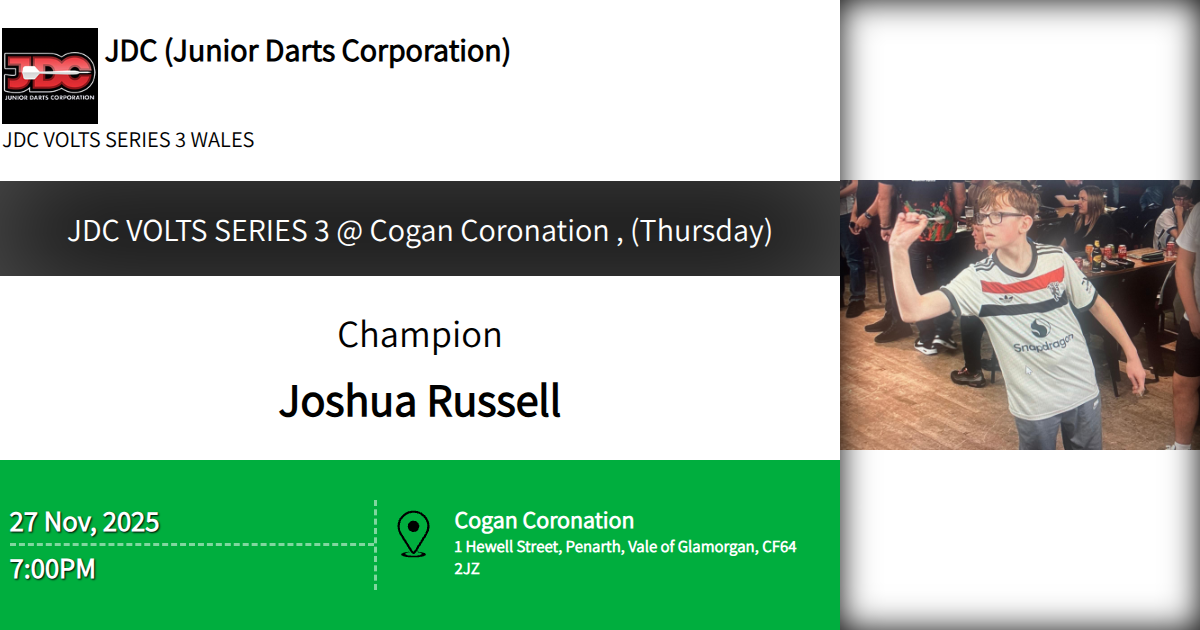 JDC VOLTS SERIES 3 @ Cogan Coronation , (Thursday)
