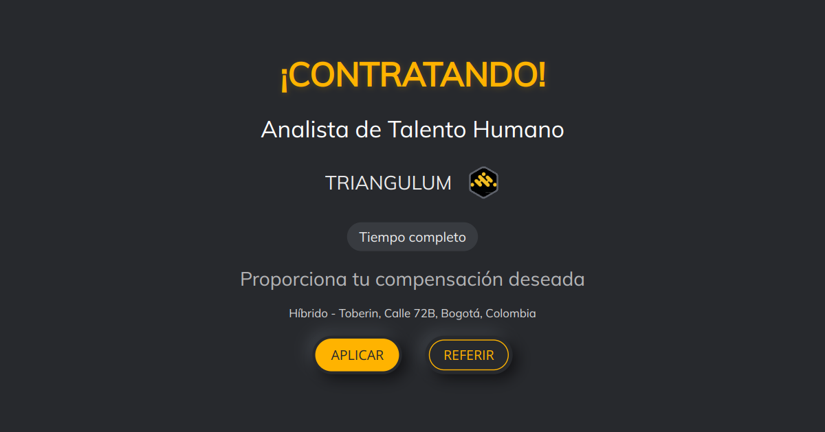 Analista de Talento Humano en TRIANGULUM | Torre