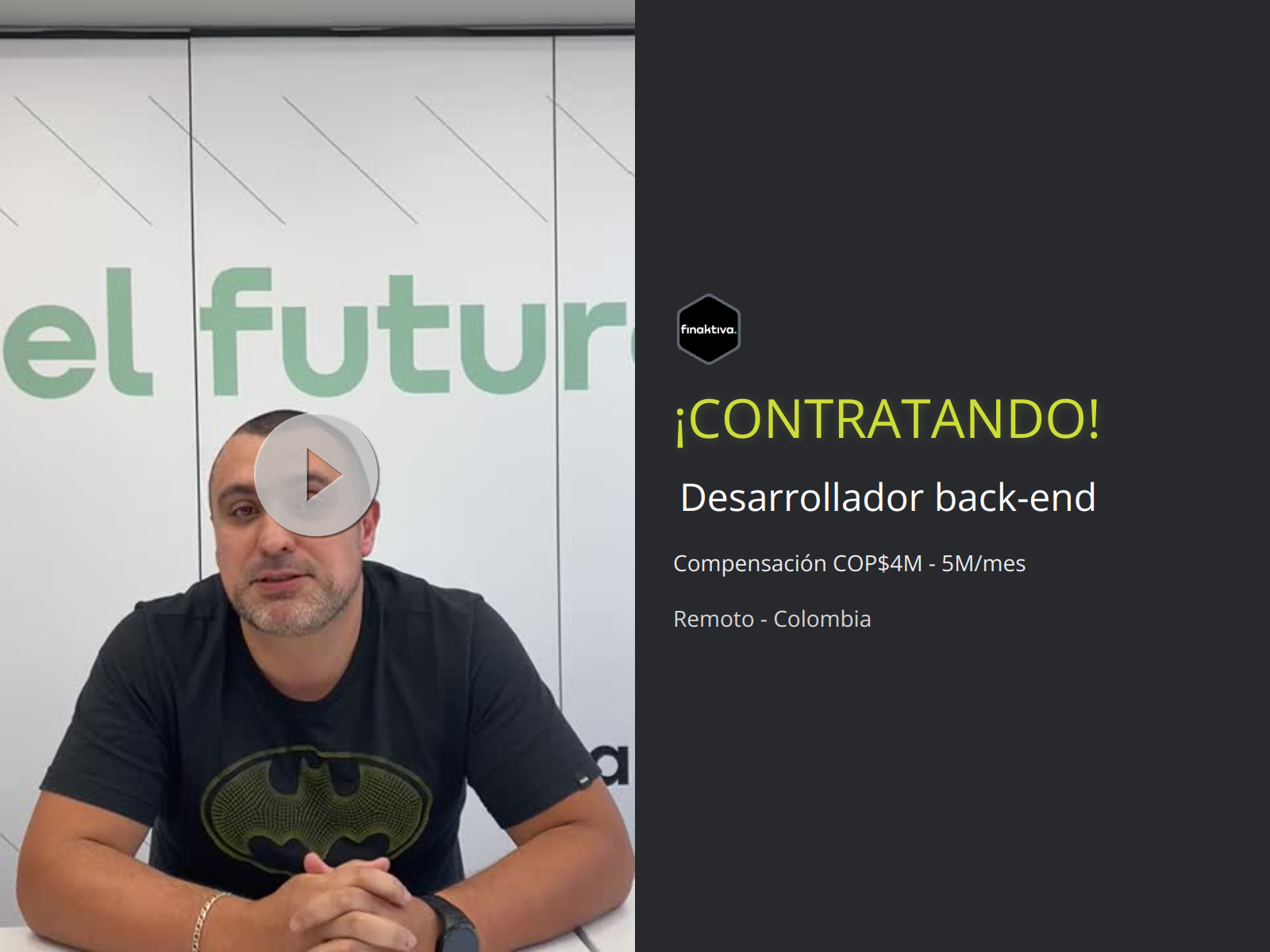 Desarrollador back-end en Finaktiva S.A.S. | Torre Desarrollador back-end en Finaktiva S.A.S. | Torre