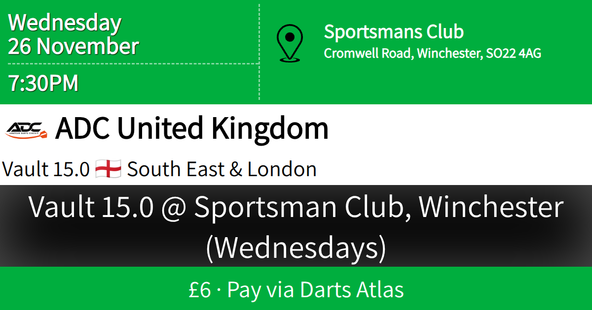 Vault 15.0 @ Sportsman Club, Winchester (Wednesdays)