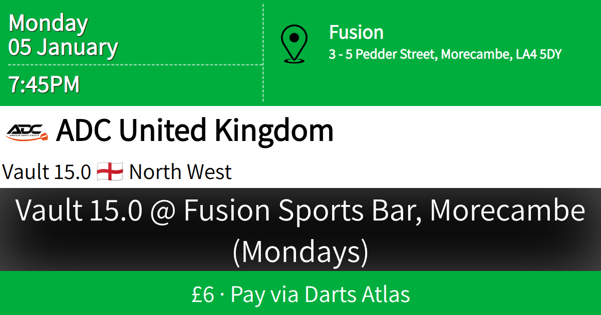 Vault 15.0 @ Fusion Sports Bar, Morecambe (Mondays)