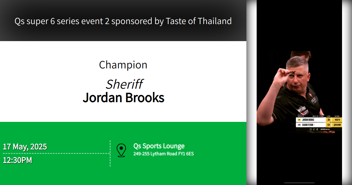 Qs super 6 series event 2 sponsored by Taste of Thailand