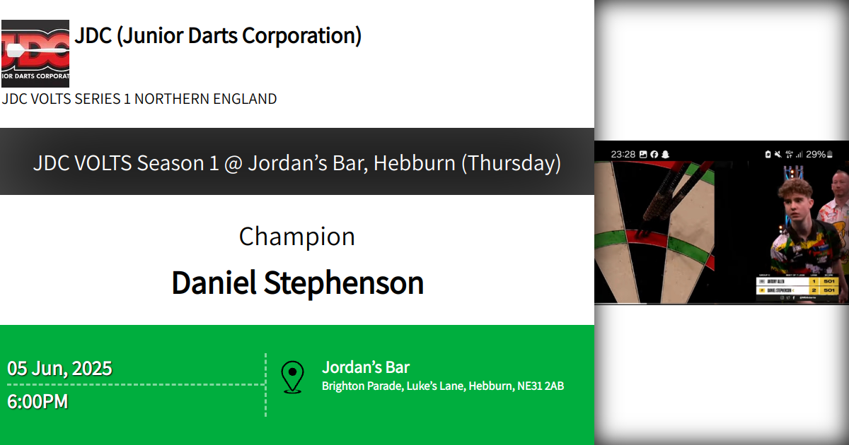 JDC VOLTS Season 1 @ Jordan’s Bar, Hebburn (Thursday)