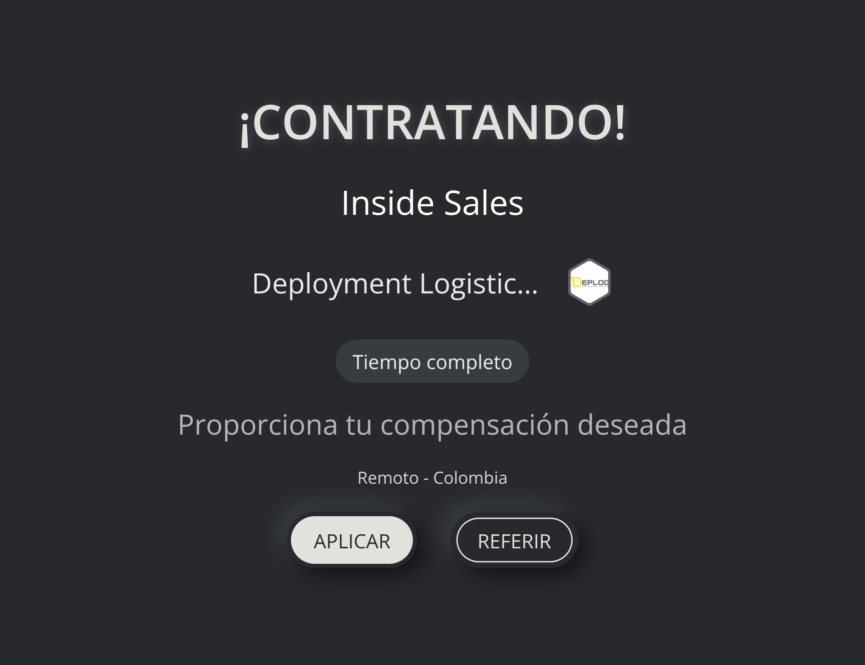 Inside Sales en Deployment Logistics SAS | Torre