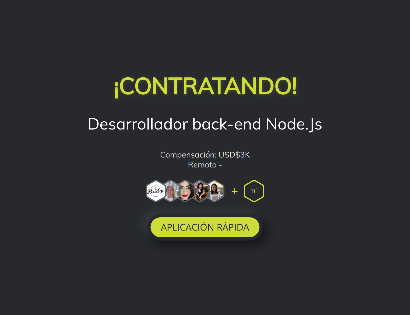 Desarrollador back-end Node.Js en The Bridge Social Inc. | Torre