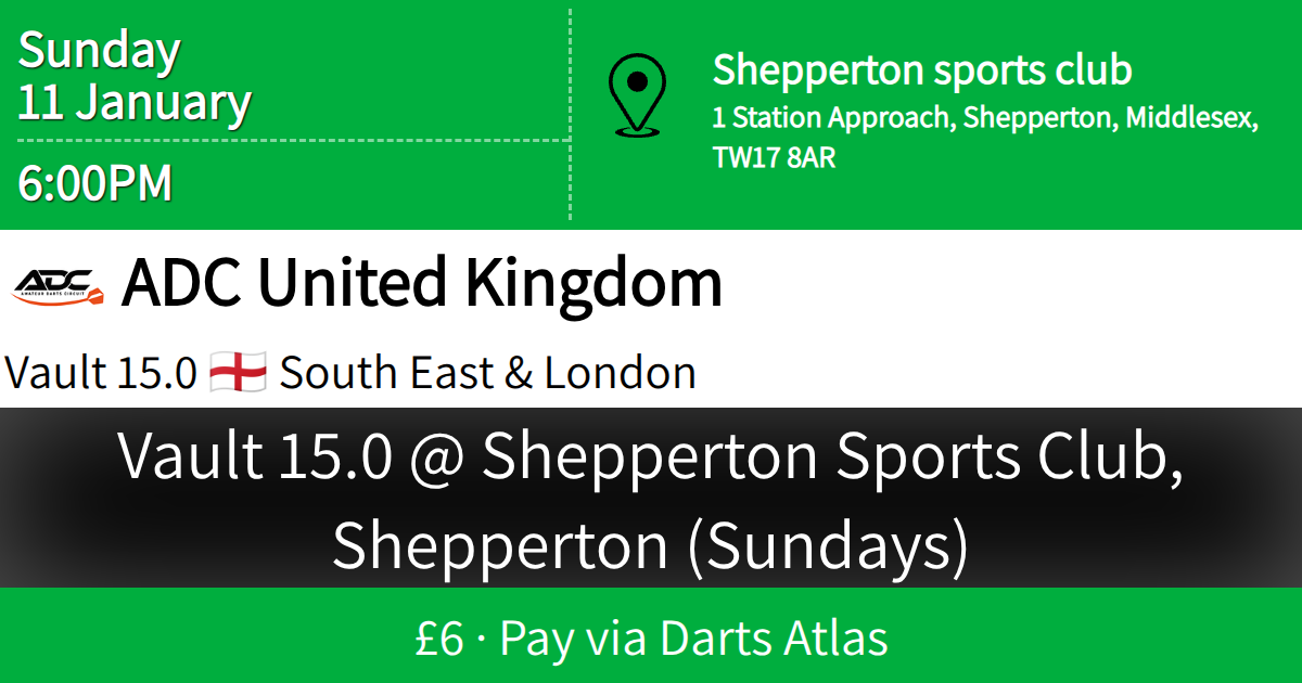 Vault 15.0 @ Shepperton Sports Club, Shepperton (Sundays)