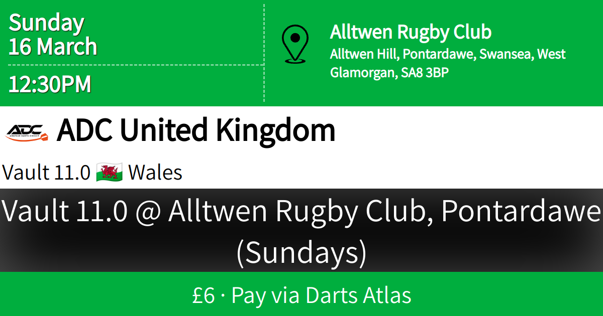 Vault 11.0 @ Alltwen Rugby Club, Pontardawe (Sundays)