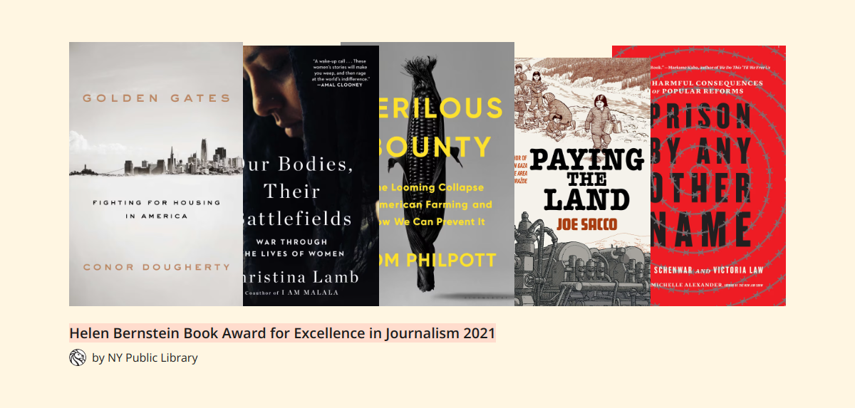 Helen Bernstein Book Award for Excellence in Journalism 2021 | Booklisti