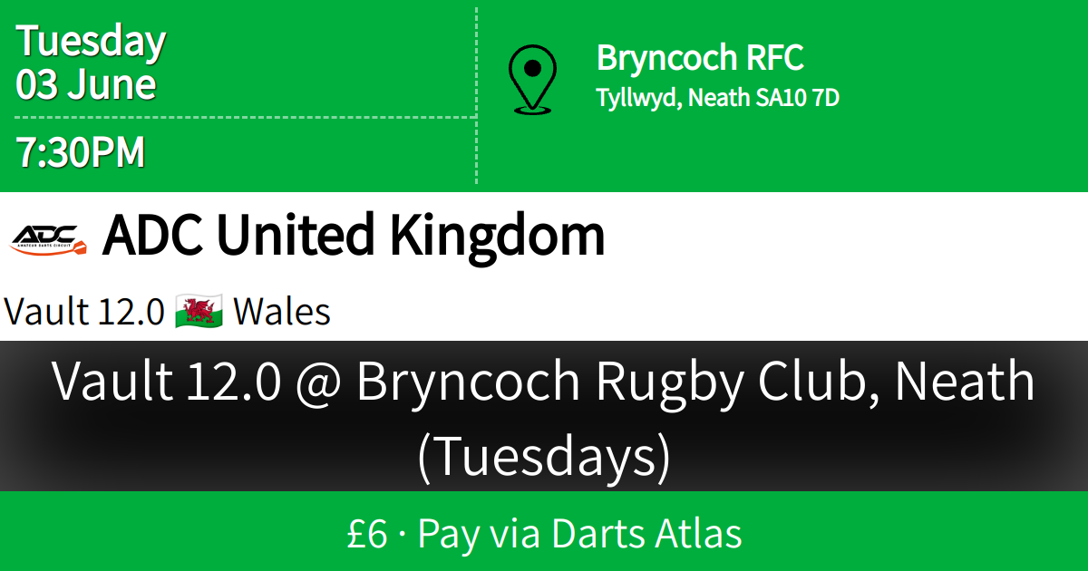 Vault 12.0 @ Bryncoch Rugby Club, Neath (Tuesdays)