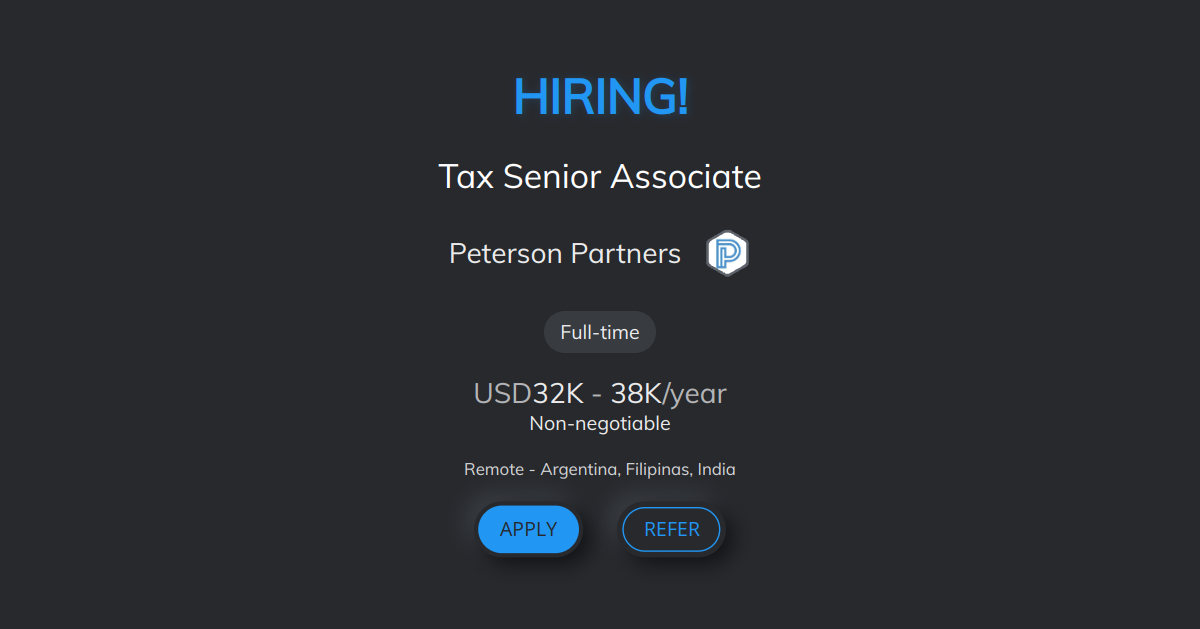 Tax Senior Associate at Peterson Partners | Torre