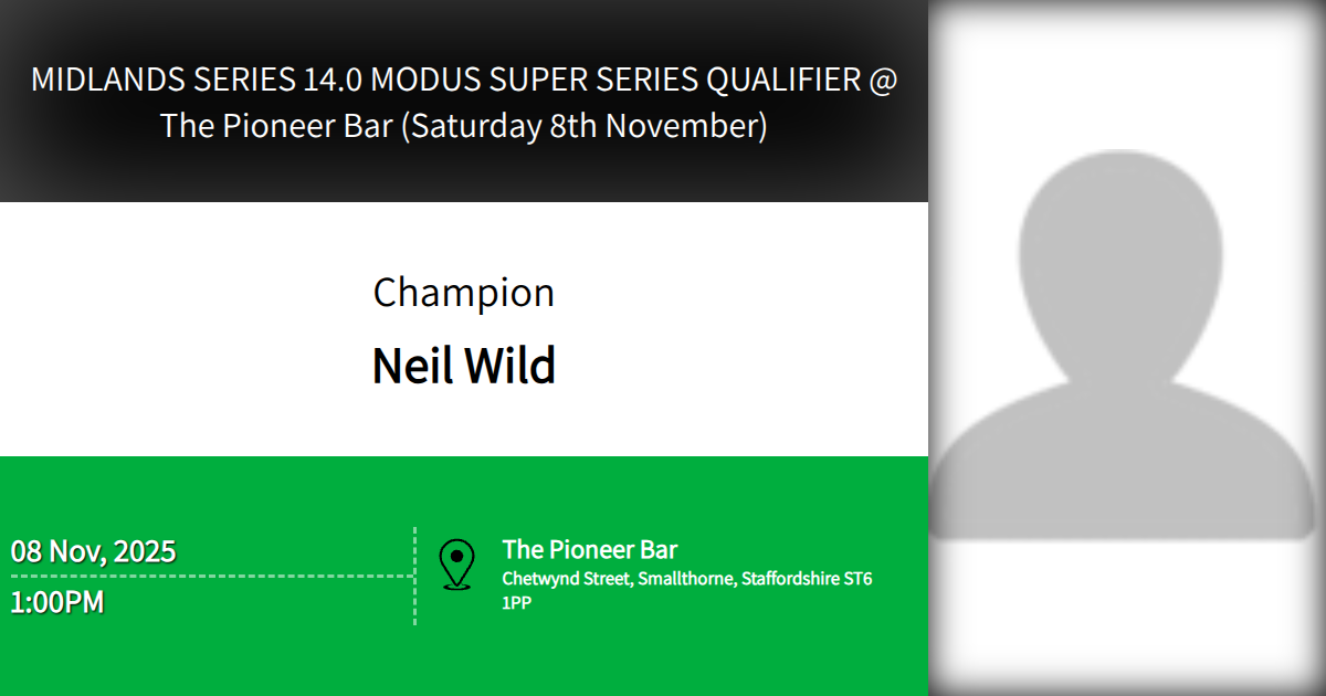 MIDLANDS SERIES 14.0 MODUS SUPER SERIES QUALIFIER @ The Pioneer Bar ...