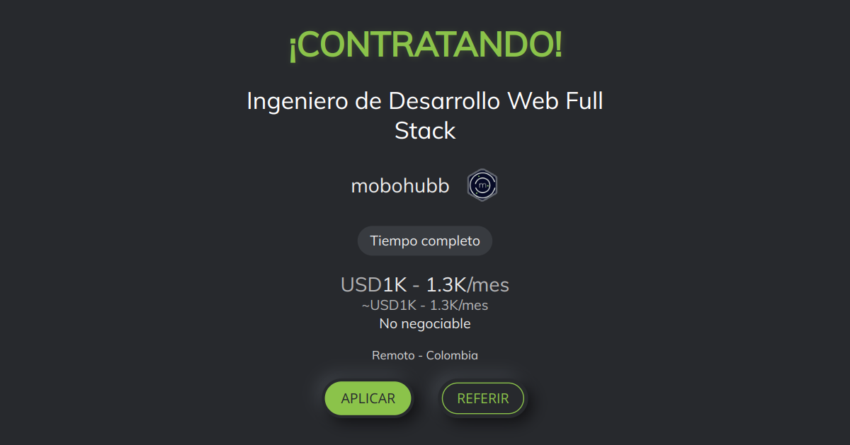 Ingeniero de Desarrollo Web Full Stack en mobohubb | Torre