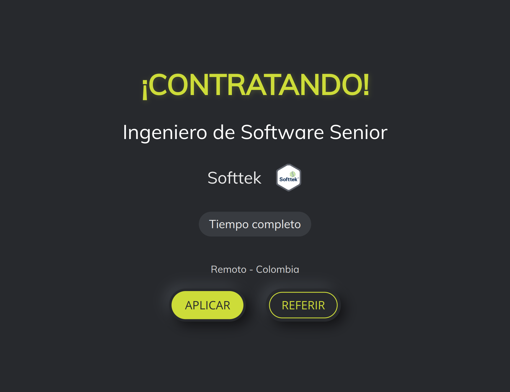 Ingeniero de Software Senior en Softtek | Torre