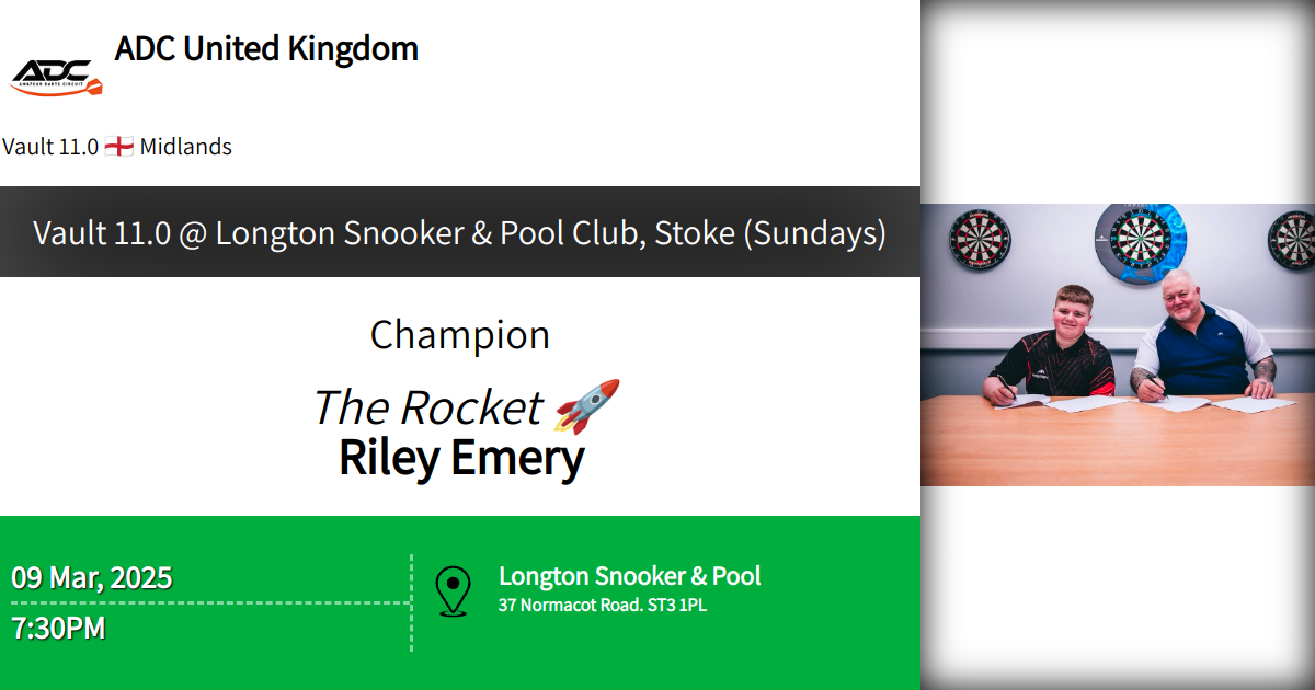 Vault 11.0 @ Longton Snooker & Pool Club, Stoke (Sundays)