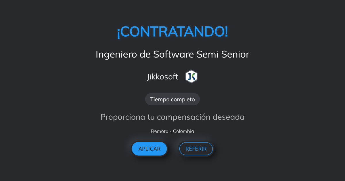 Ingeniero de Software Semi Senior en Jikkosoft | Torre