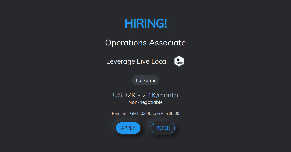 Operations Associate at Leverage Live Local | Torre