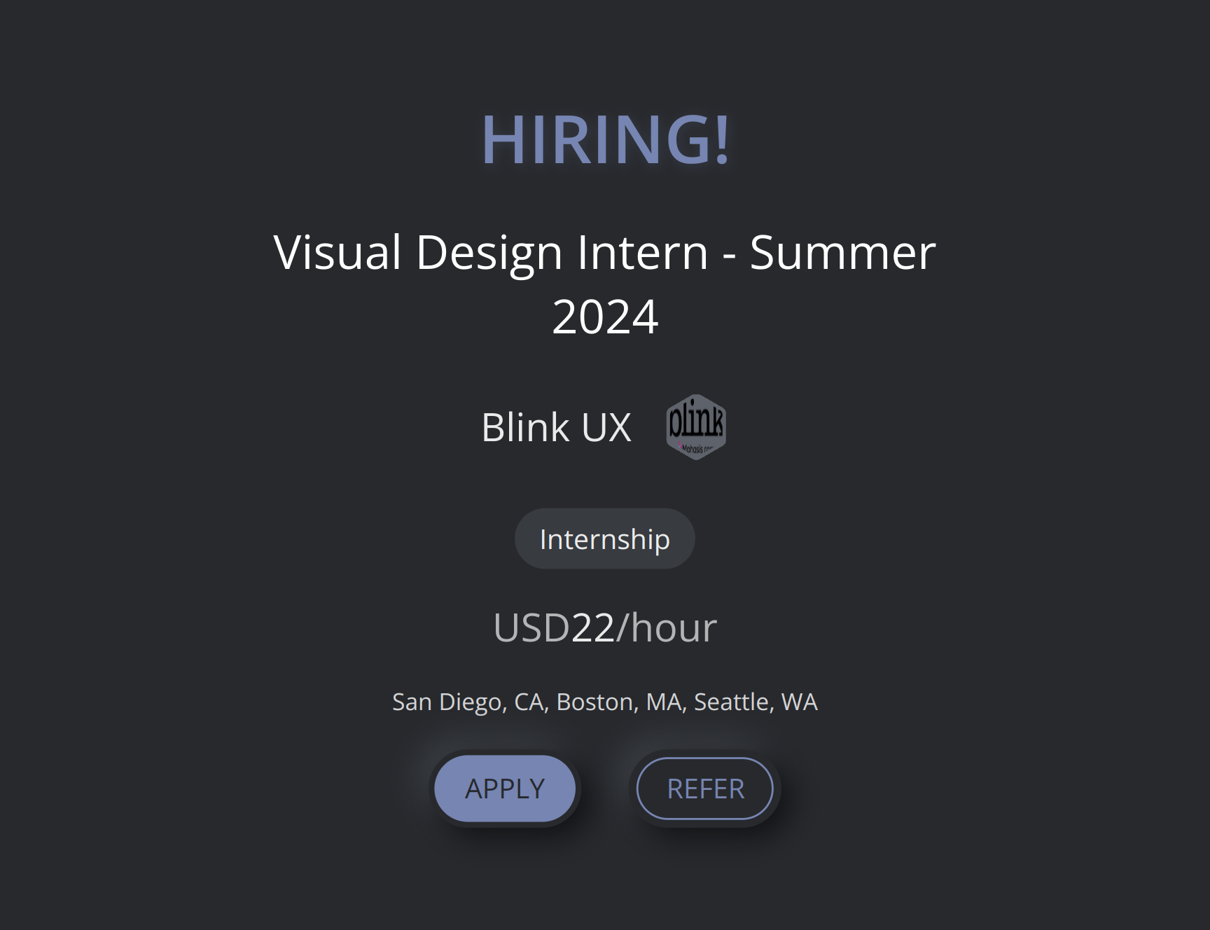 Visual Design Intern - Summer 2024 at Blink UX | Torre