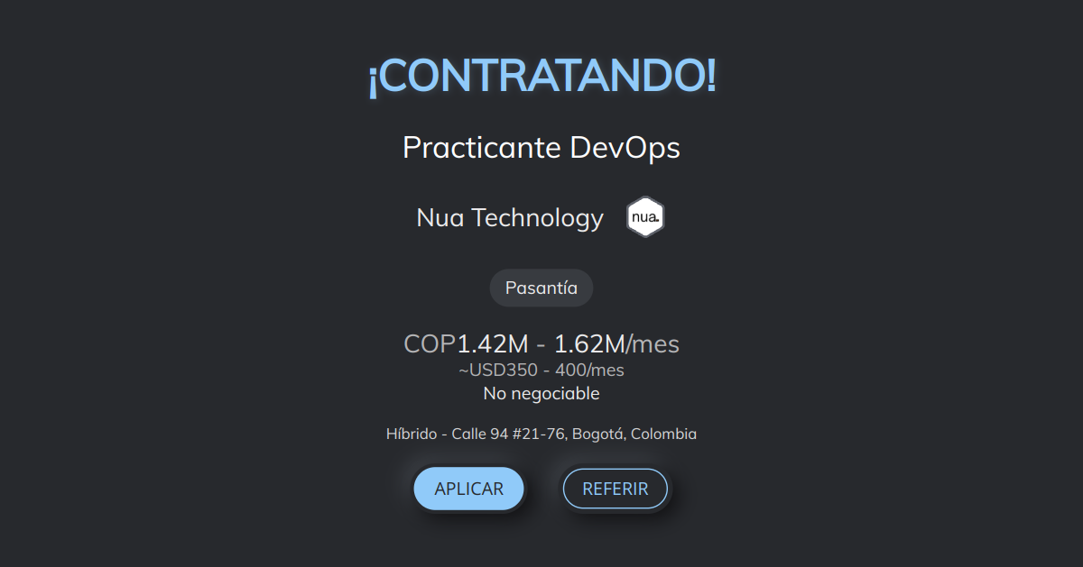 Practicante DevOps en Nua Technology | Torre