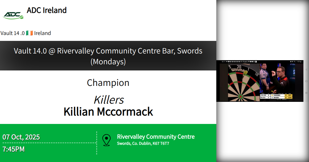 Vault 14.0 @ Rivervalley Community Centre Bar, Swords (Mondays)