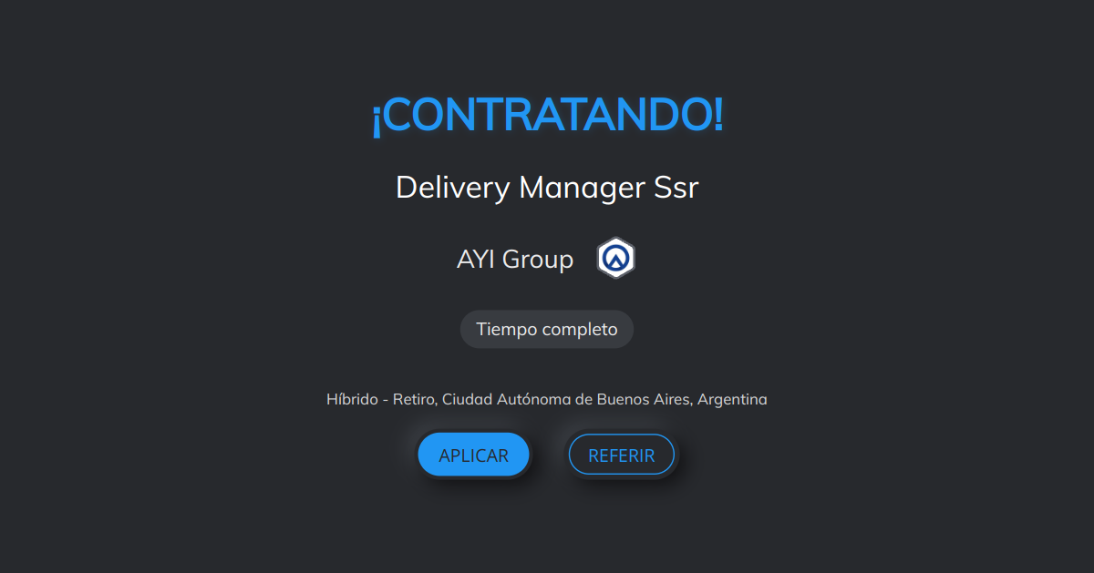 Delivery Manager Ssr en AYI Group | Torre