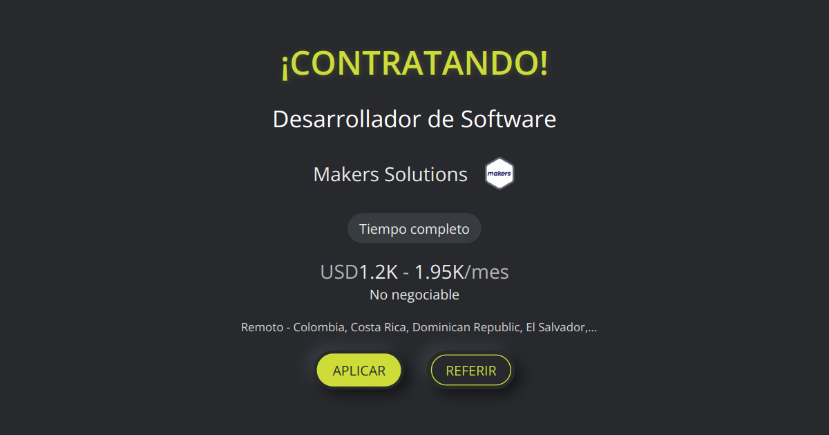 Desarrollador de Software en Makers Solutions | Torre