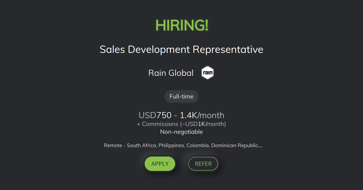 Sales Development Representative at Rain Global | Torre